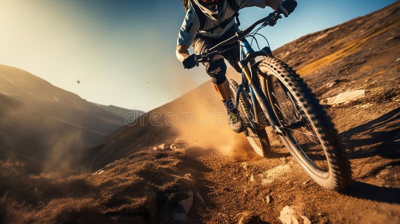 Thrilling Mountain Biking on Exhilarating Trail Peaks. Generative Ai ...