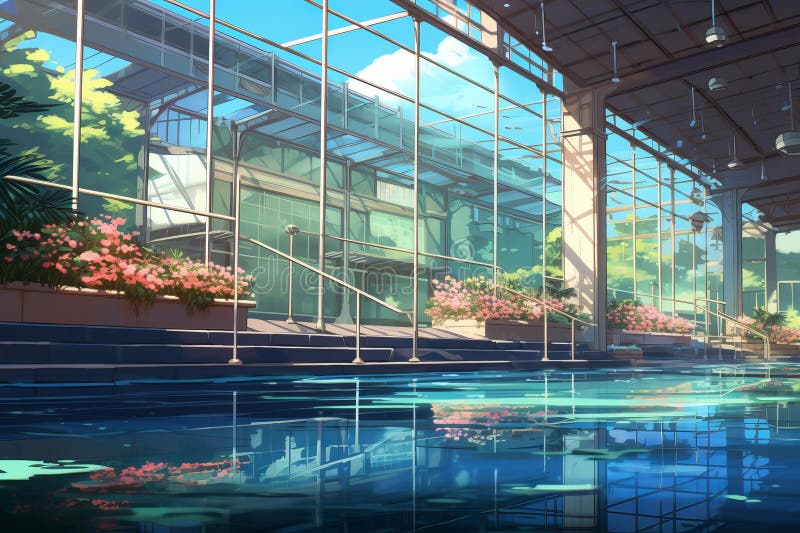 Thrilling Pool Indoor Anime Visual Novel Game. Generate Ai Stock Image ...