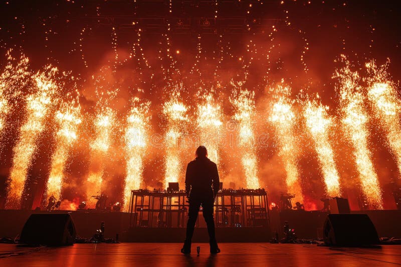 Thrilling Representation Stage Pyrotechnics Live Performance Stock ...