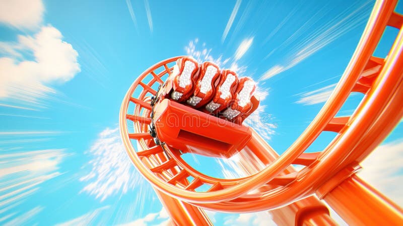 Thrilling Roller Coaster in Action with Dynamic Perspective Stock ...