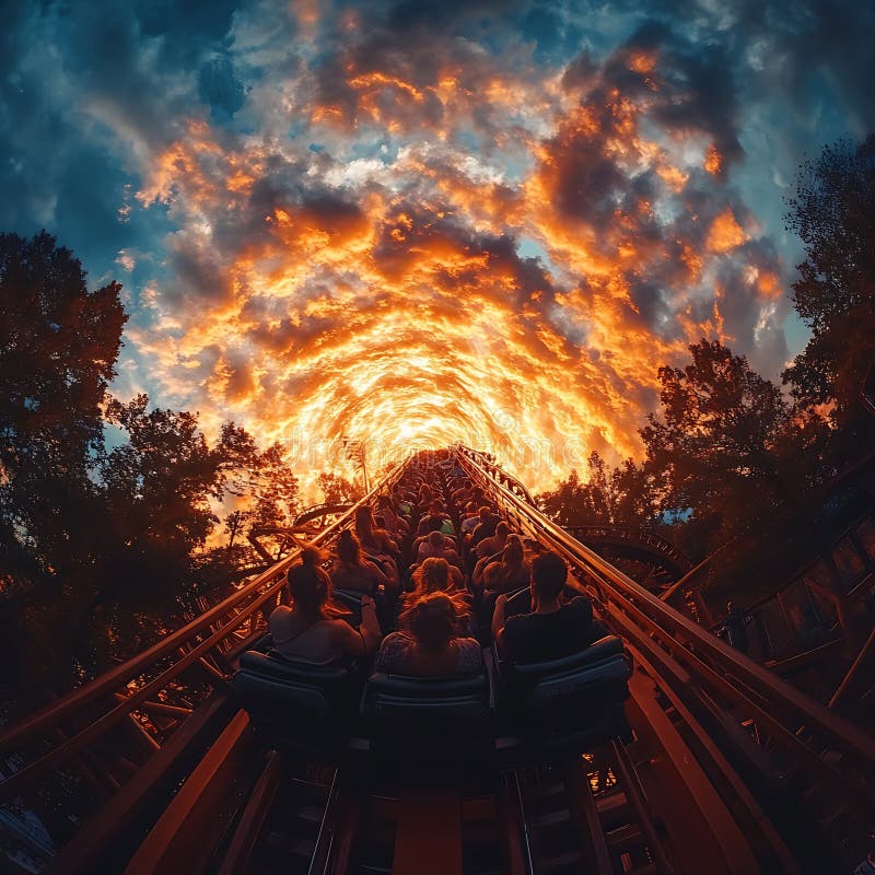 Thrilling Roller Coaster Experience Under Dramatic Sunset Skies with ...
