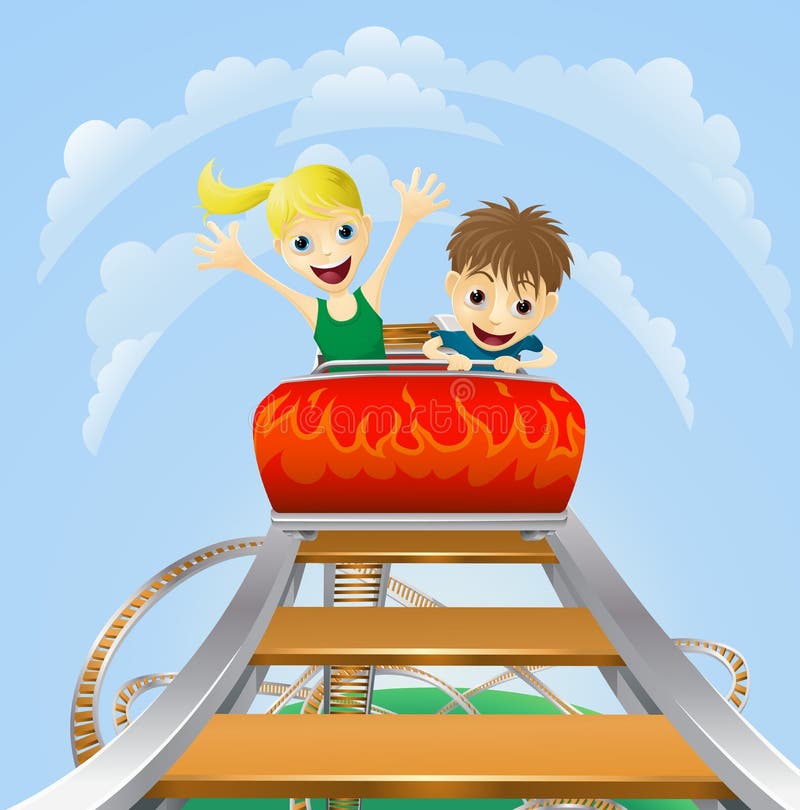 Thrilling Roller Coaster Ride Stock Vector - Illustration of flames ...