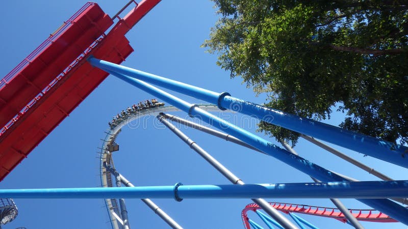 Thrilling Roller Coaster Ride Under Clear Sky Stock Photo - Image of ...