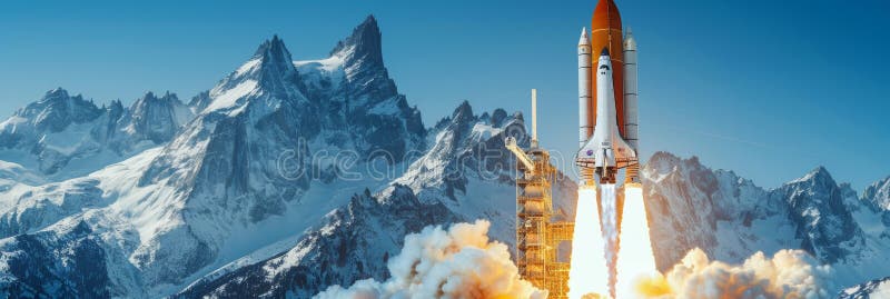 Thrilling Space Launch Rocket Engines Roar As Spaceship Soars into ...