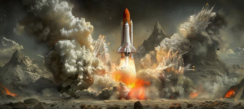 Thrilling Spacecraft Launch Rocket Engines Roar To Life, Propelling ...