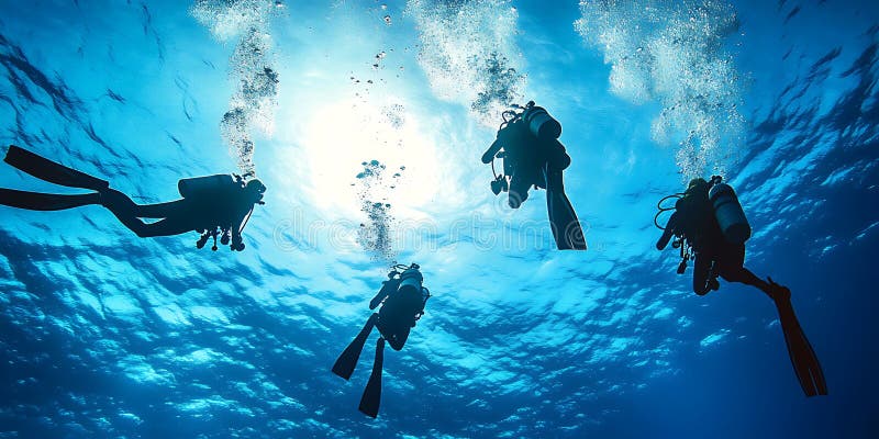 Thrilling Underwater Scuba Diving Adventure Party Stock Illustration ...