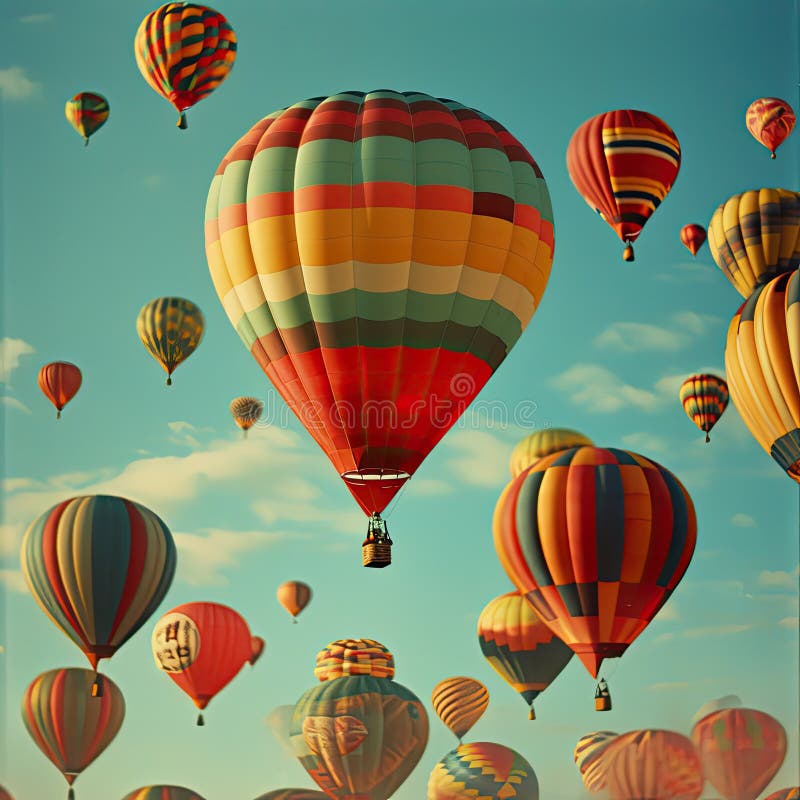 Vibrant Hot Air Balloon Spectacle Stock Illustration - Illustration of ...