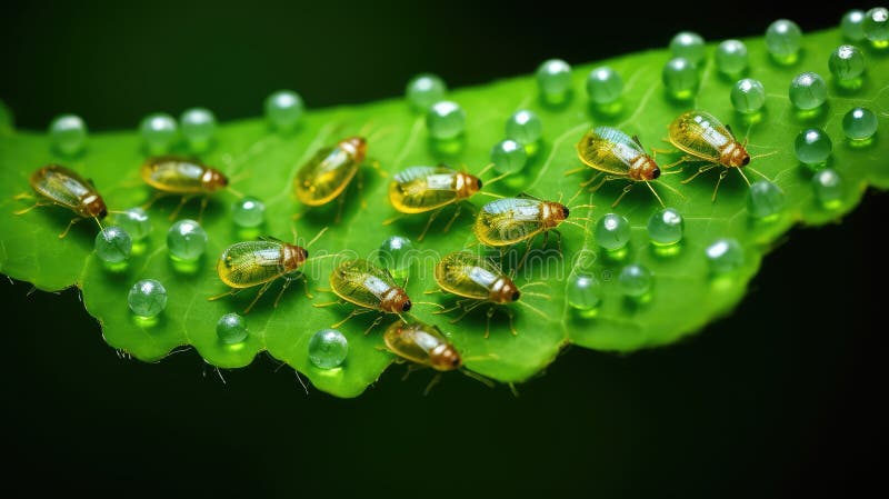 Thrips bug on leaf stock illustration. Illustration of hopper - 369858273
