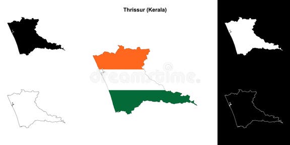 Thrissur outline map stock illustration. Illustration of kerala - 368831290