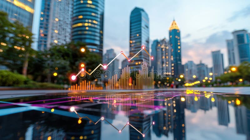 Thriving Cityscape with Economic Growth Visualization Stock ...