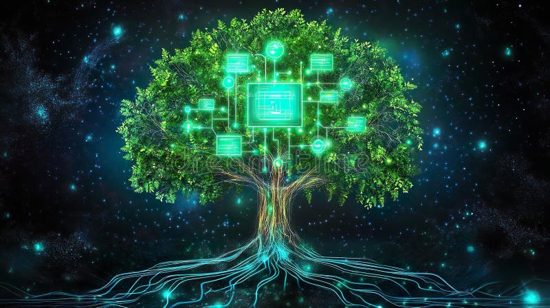 Thriving Tree Growing in Harmony with Technology Environmental ...