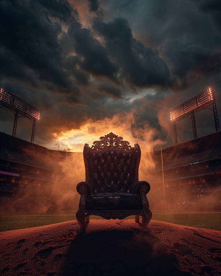 A Throne in a Baseball Stadium at Sunset Stock Illustration ...