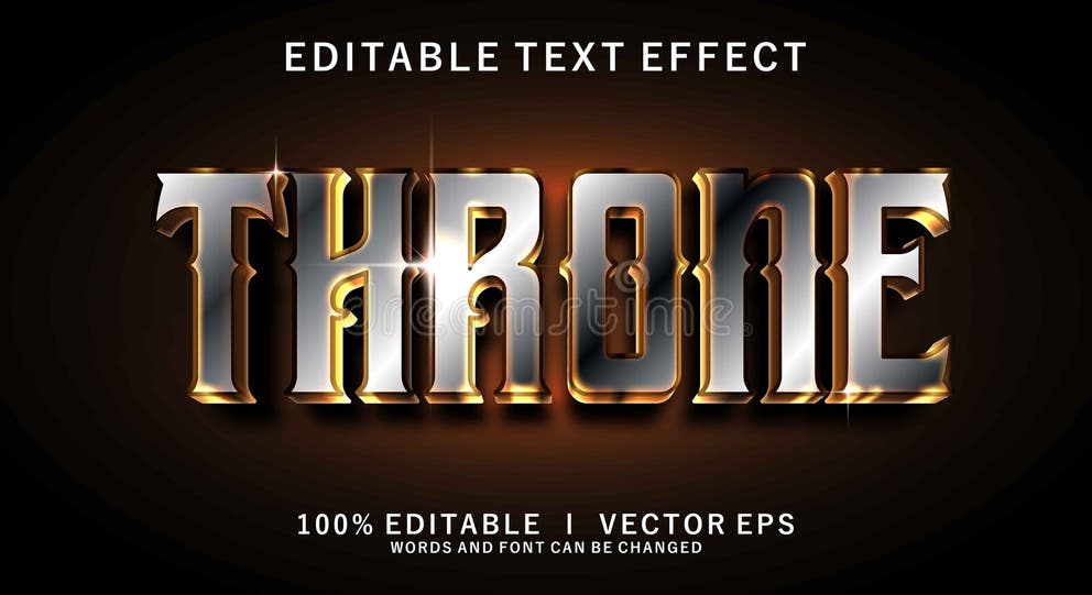 Throne 3d Vector Text Effect with Modern Style Design Stock Vector ...