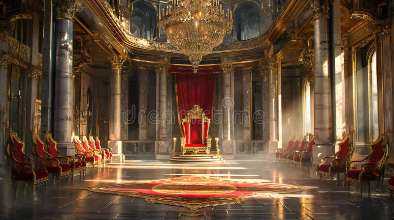 Throne Hall in a Majestic Palace Stock Illustration - Illustration of ...