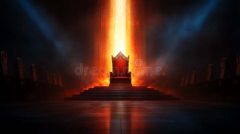 A Throne Illuminated by Fiery Light in a Dark, Dramatic Setting Stock ...
