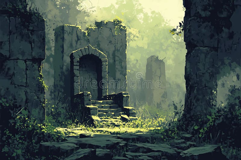 A Throne Made of Sharp Stones Stands Isolated among Ancient Ruins in a ...