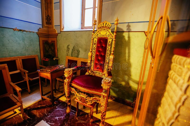 Throne of the Prophet Elijah in Synagogue. Chair for Circumcision Stock ...