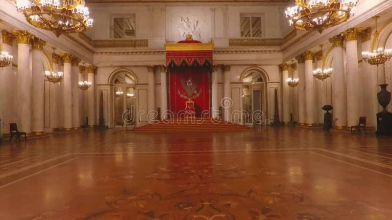 The Throne Room in Red Decorated with Gold Stock Video - Video of floor ...