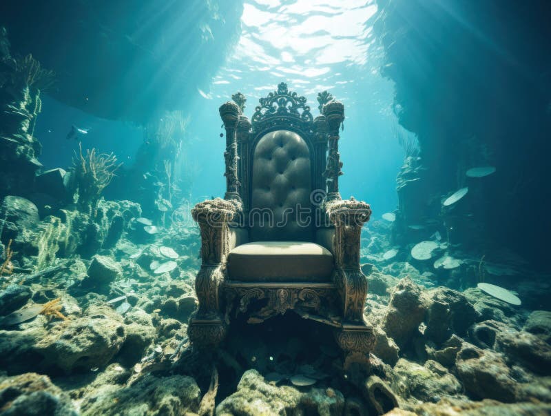 The Throne is Under Water. a Beautiful Throne on the Bottom of the Sea ...