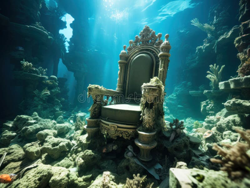 The Throne is Under Water. a Beautiful Throne on the Bottom of the Sea ...
