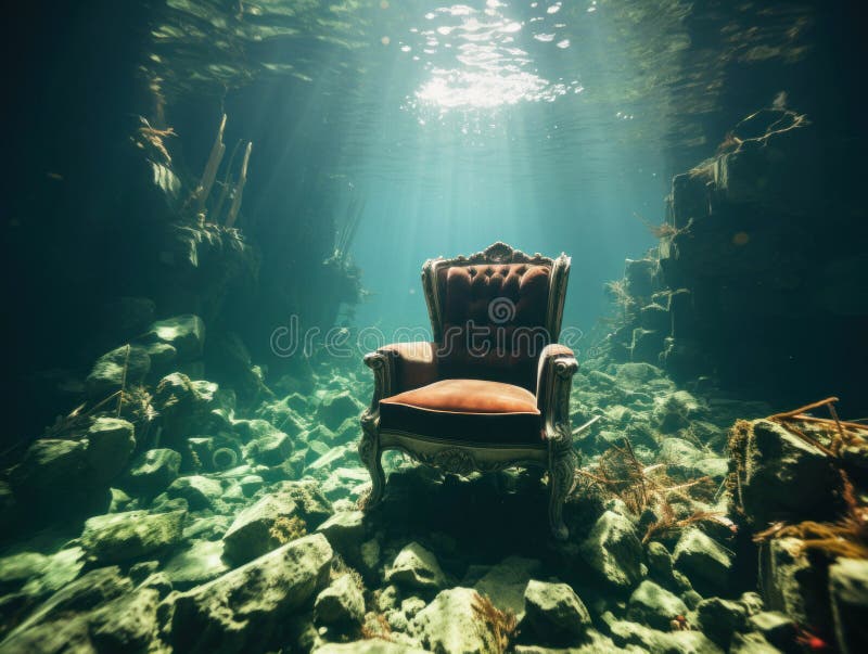 The Throne is Under Water. a Beautiful Throne on the Bottom of the Sea ...