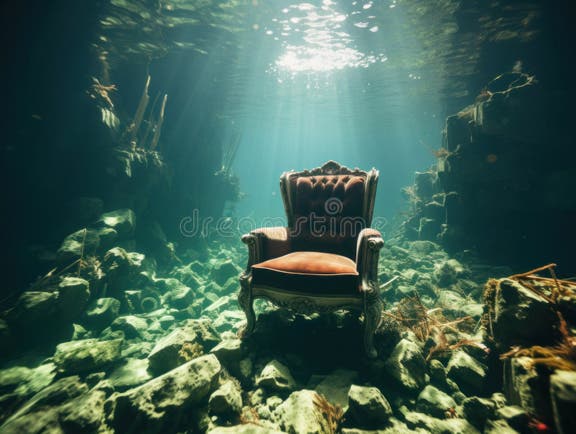 The Throne is Under Water. a Beautiful Throne on the Bottom of the Sea ...