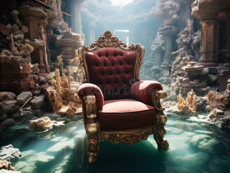 The Throne is Under Water. a Beautiful Throne on the Bottom of the Sea ...