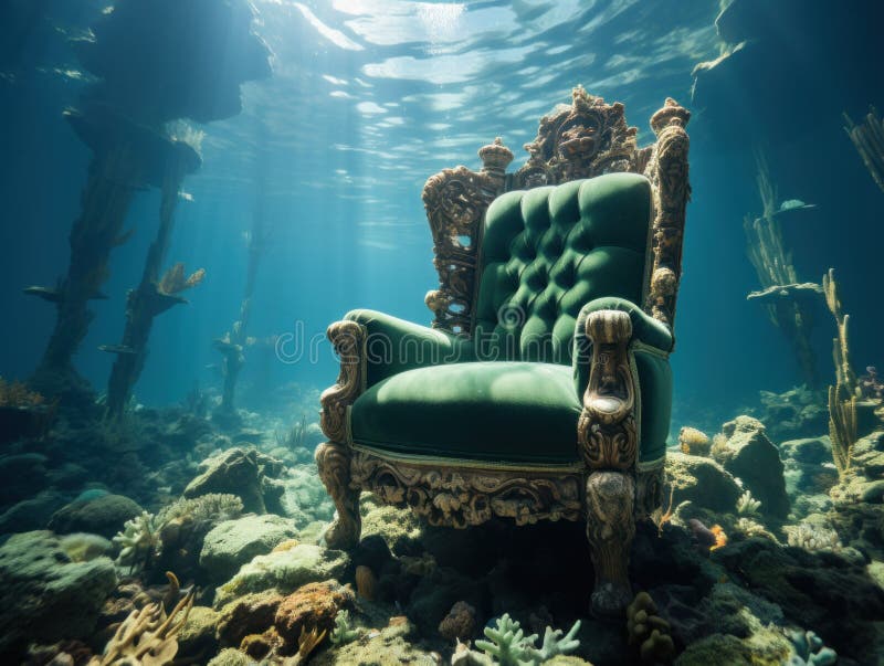 The Throne is Under Water. a Beautiful Throne on the Bottom of the Sea ...