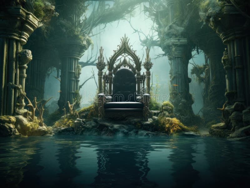 Throne on the Water. a Beautiful Throne. Stock Illustration ...