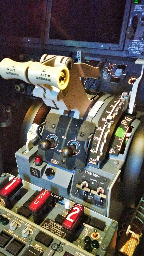 Throttle of boeing 737 max stock photo. Image of multimedia - 219273902