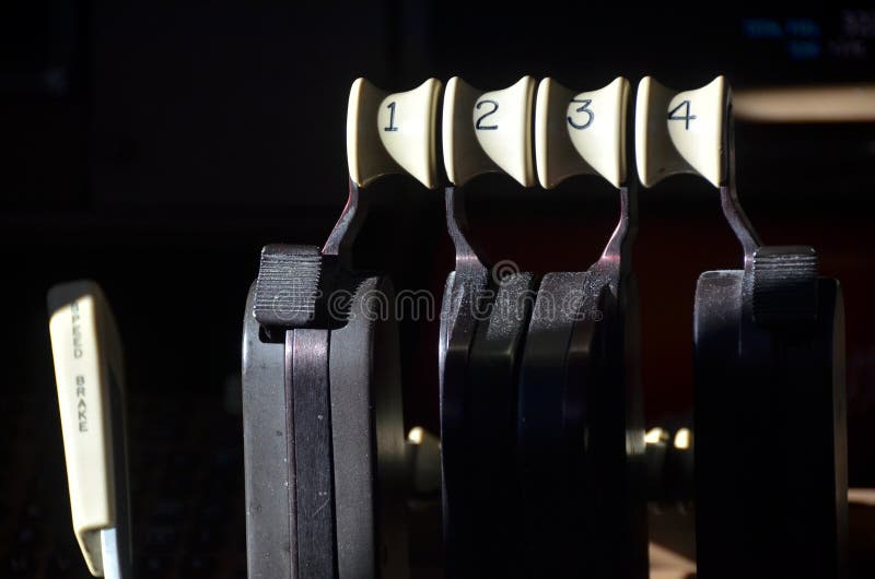 Throttle Controls in the Cockpit of a Large Commercial Jet Airplane ...