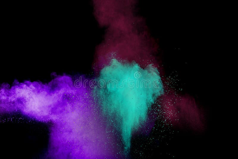 Throw Color Powder on Dark Background.Explosion of Colored Powder ...