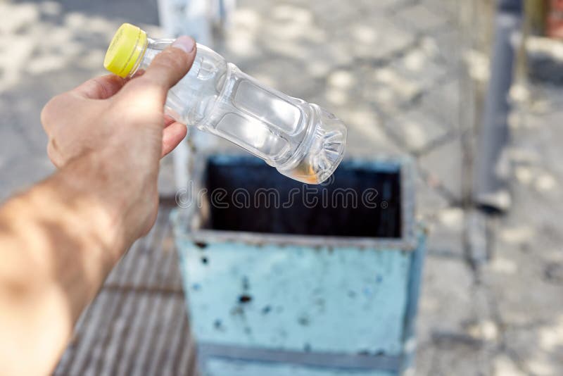 Throw the Garbage in the Trash Taking Care of Cleanliness Stock Photo ...