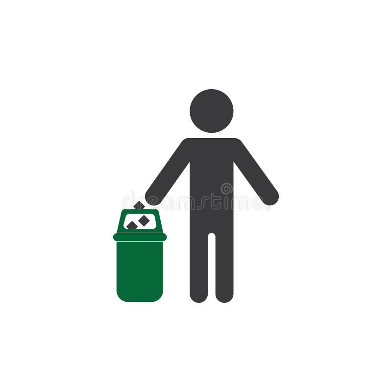 Throw garbage in the trash stock vector. Illustration of person - 153430481