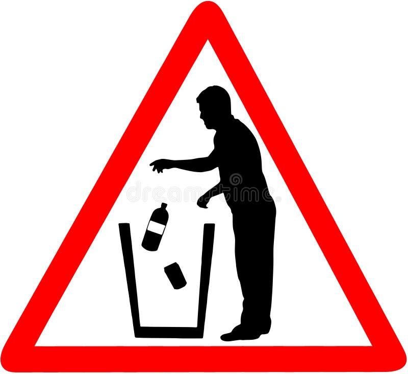 Throw Litter Warning Trash Icon. Keep Clean Sign. Warning Caution Red ...