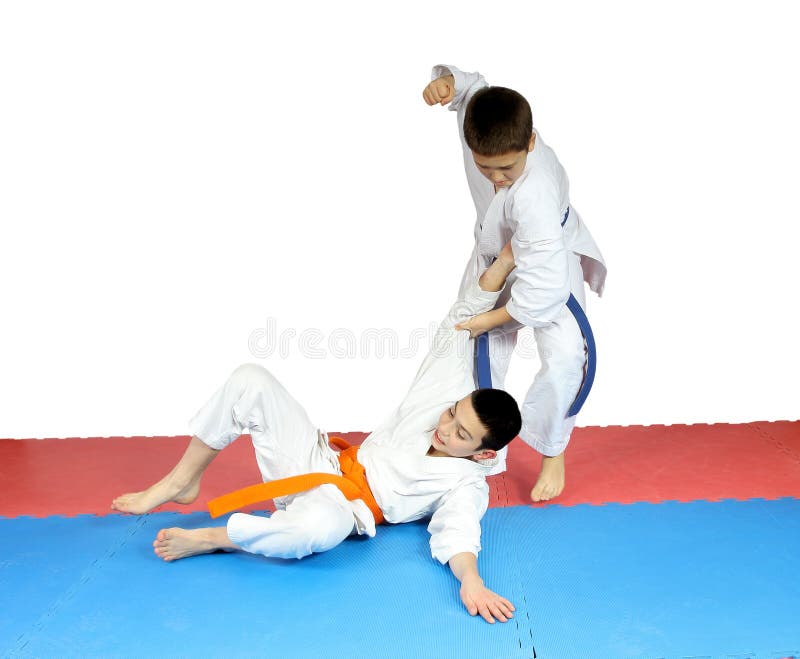 After Throwing Athlete in Karategi Performs Blow Hand Stock Image ...
