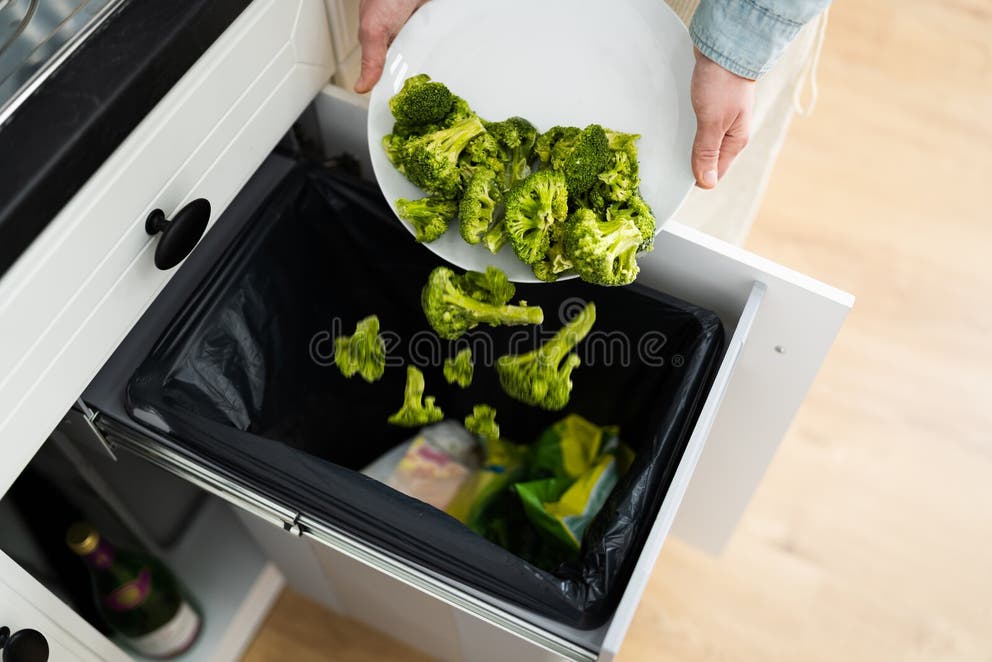 Throwing Away Leftover Food in Trash Stock Image - Image of discarded ...