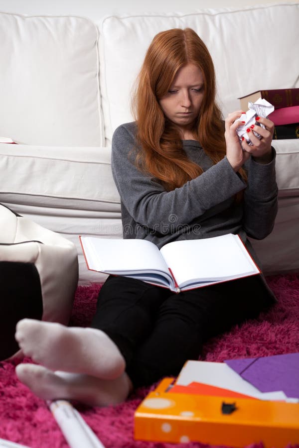 Throwing Away Wrong Notes when Studying Stock Photo - Image of couch ...