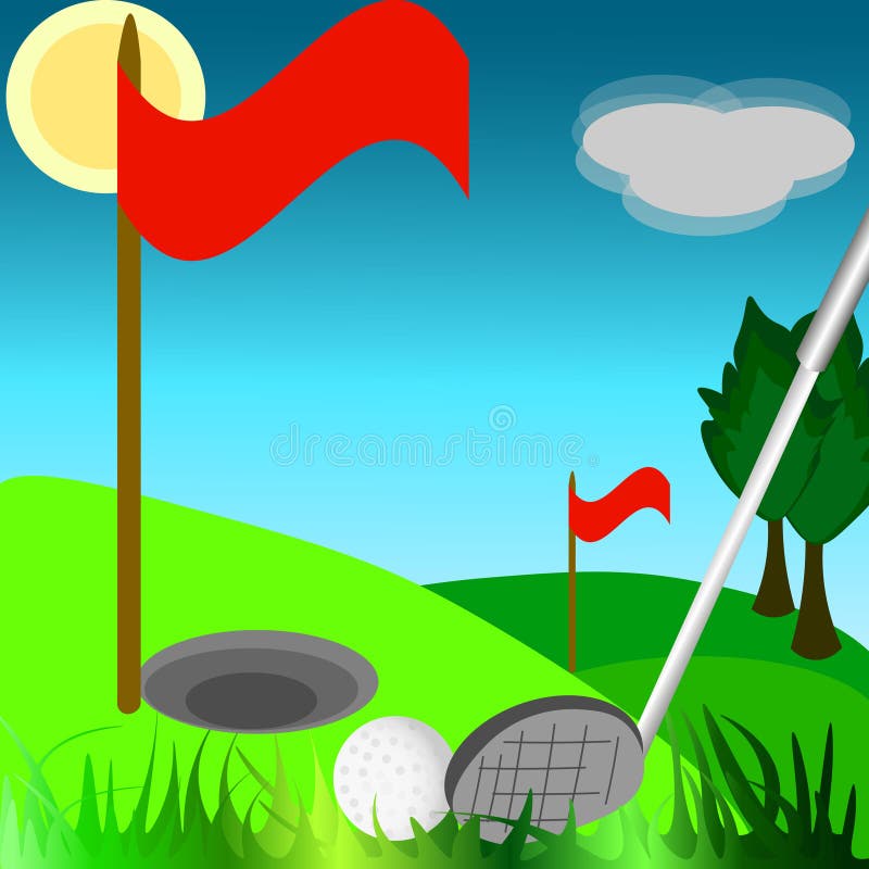 Throwing a Golf Ball into a Flagged Hole Stock Vector - Illustration of ...