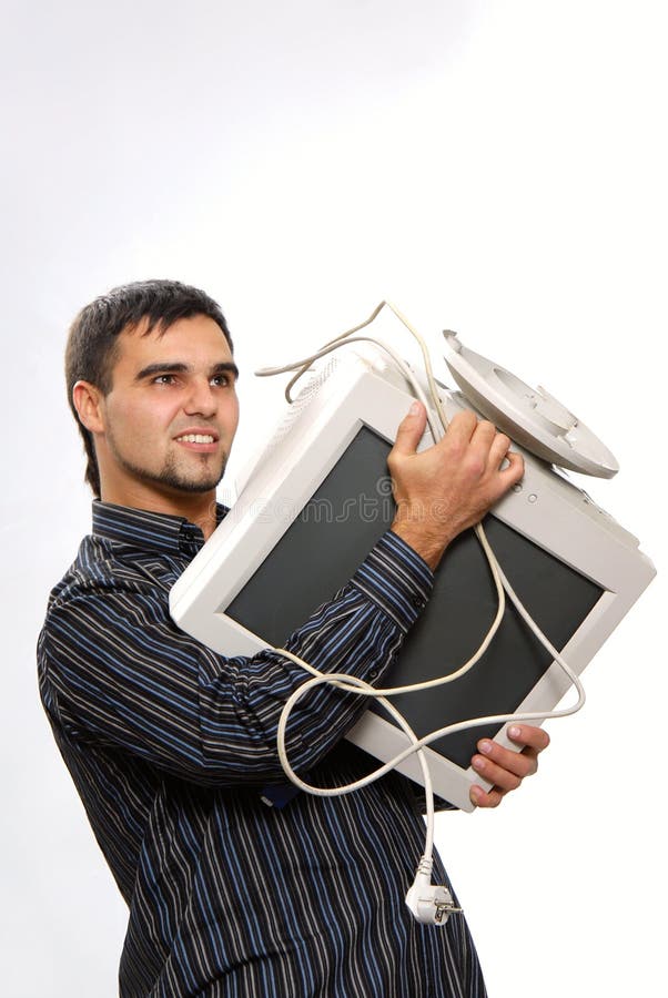 Woman in plasma monitor stock image. Image of generic - 3244265