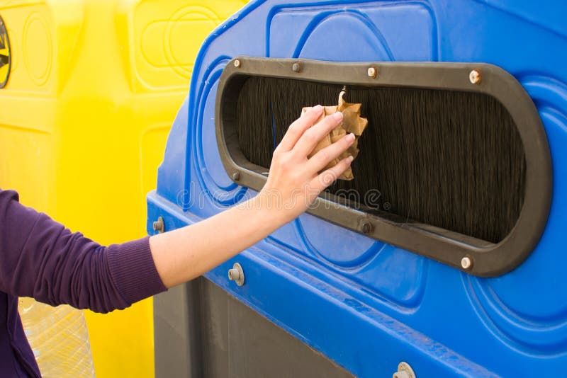 Throwing a Paper Recycling Container Stock Image - Image of dispose ...