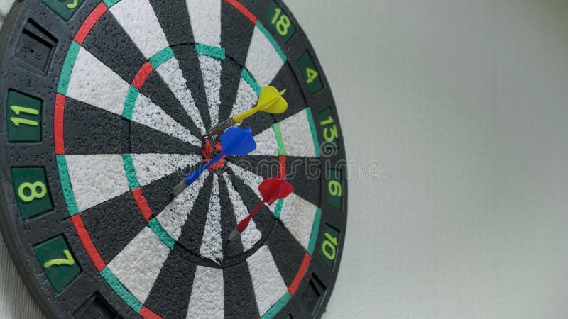 Throwing Three Darts into the Target Aim and Missing a Ten Points ...