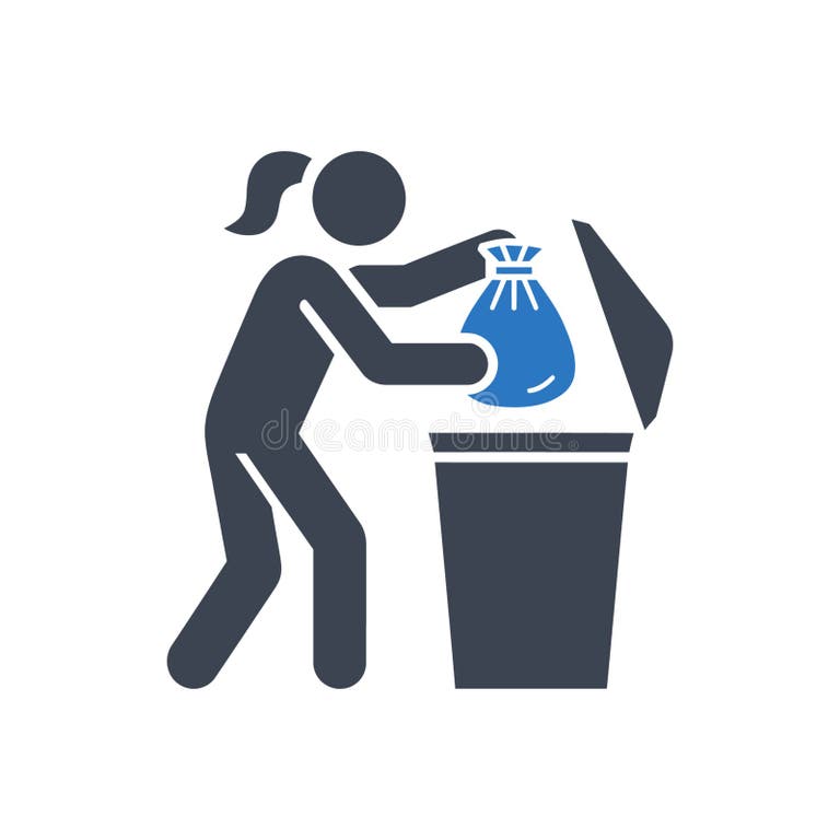 Throwing Trash Icon stock vector. Illustration of housework - 373151683