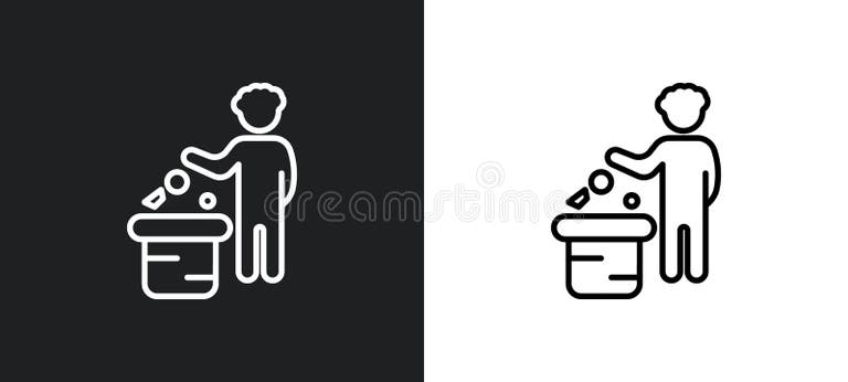 Throwing Trash Outline Icon in White and Black Colors. Throwing Trash ...