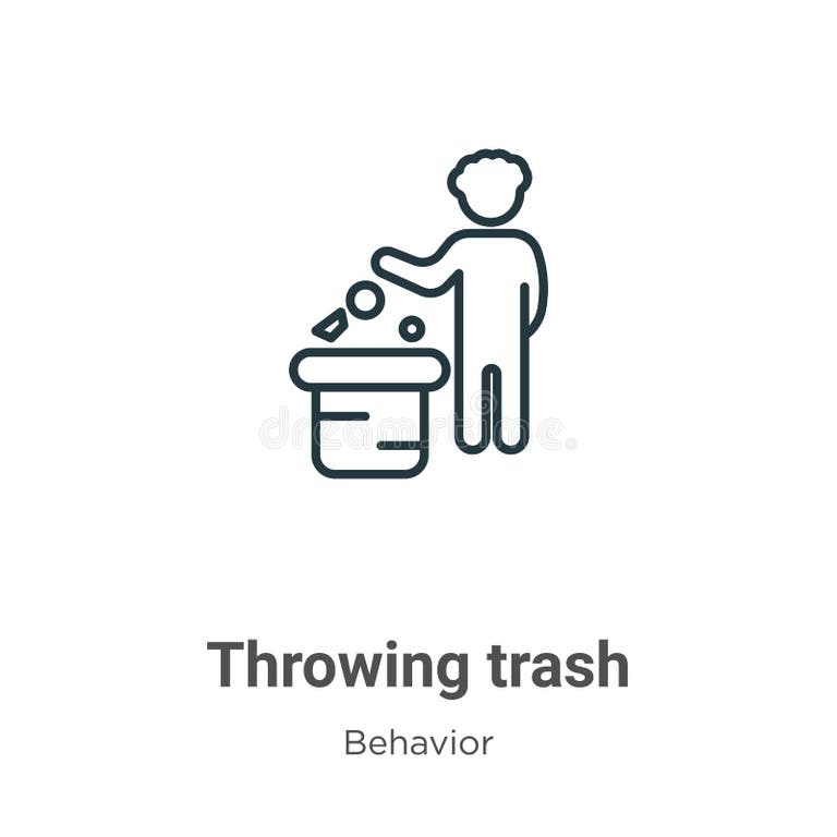 Throwing Trash Outline Vector Icon. Thin Line Black Throwing Trash Icon ...