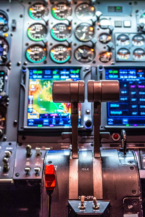 Thrust Levers in an Old Airplane`s Cockpit Stock Image - Image of ...