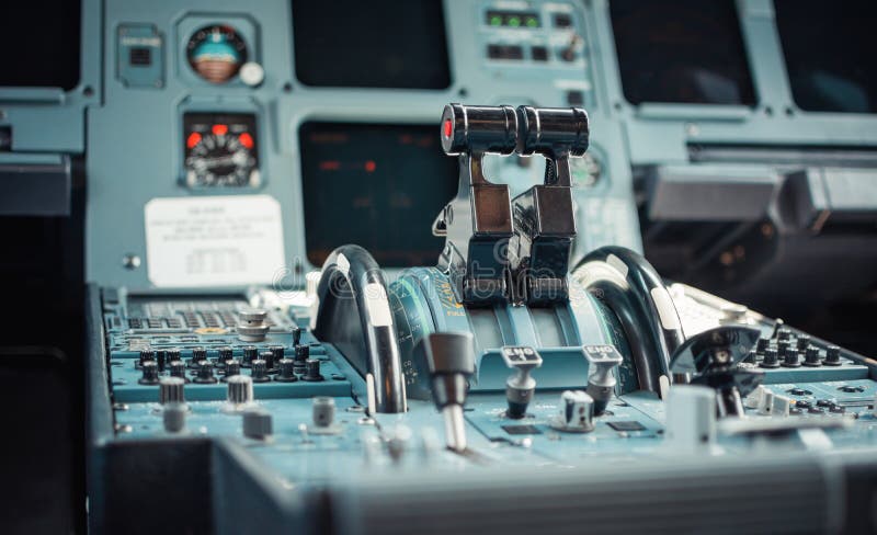 Thrust Levers in Cockpit of Modern Aircraft Stock Image - Image of ...