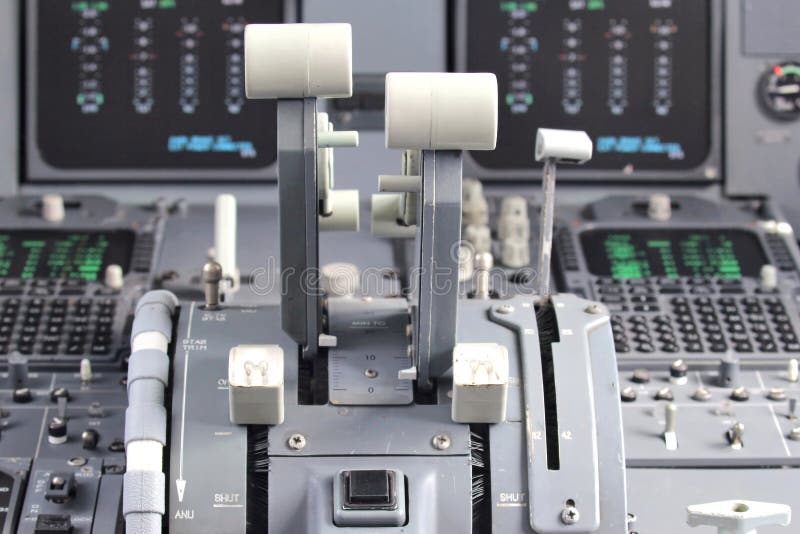 Thrust Levers in an Old Airplane`s Cockpit Stock Image - Image of ...