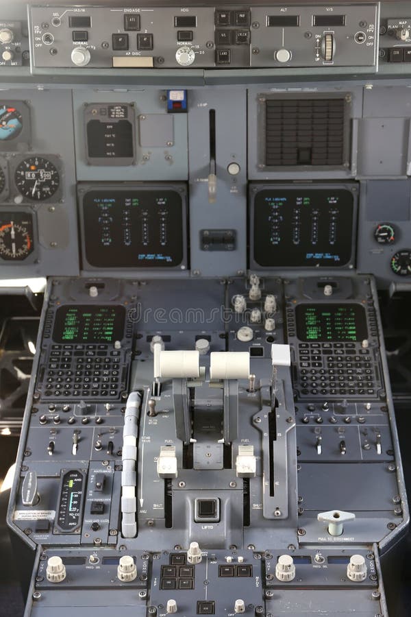 Thrust Levers in an Old Airplane`s Cockpit Stock Image - Image of ...
