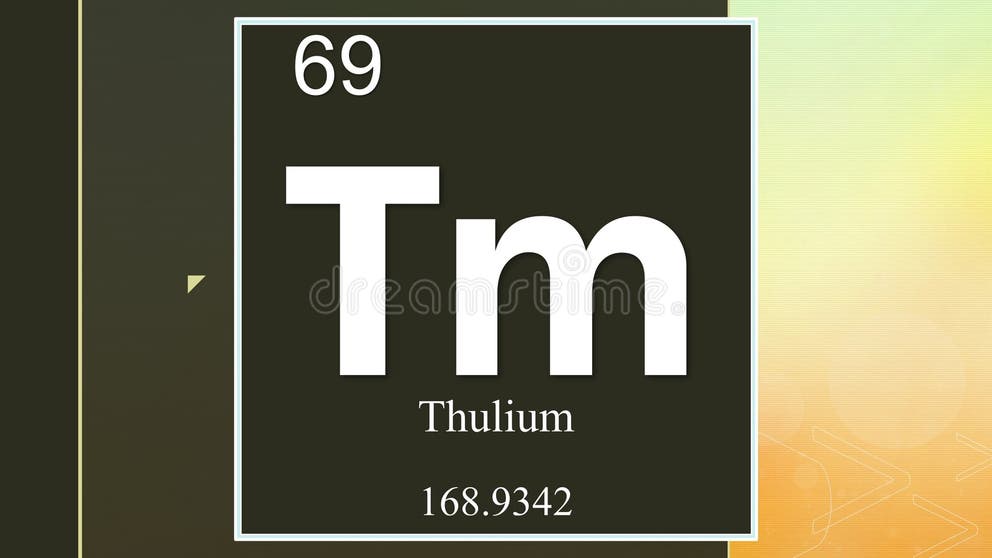 Thulium Chemical Element Symbol on Black Yellow Solid and Gradient Background Stock Illustration ...